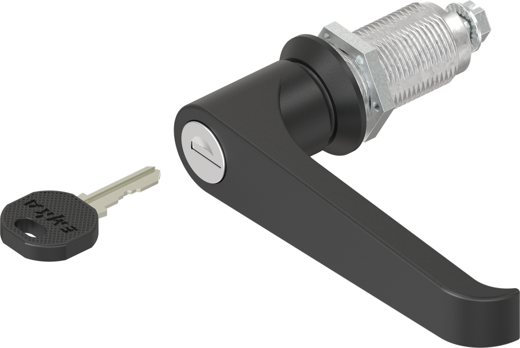 L-handle quarter turn, keyed EK 333, Zinc die black powder-coated | EMKA