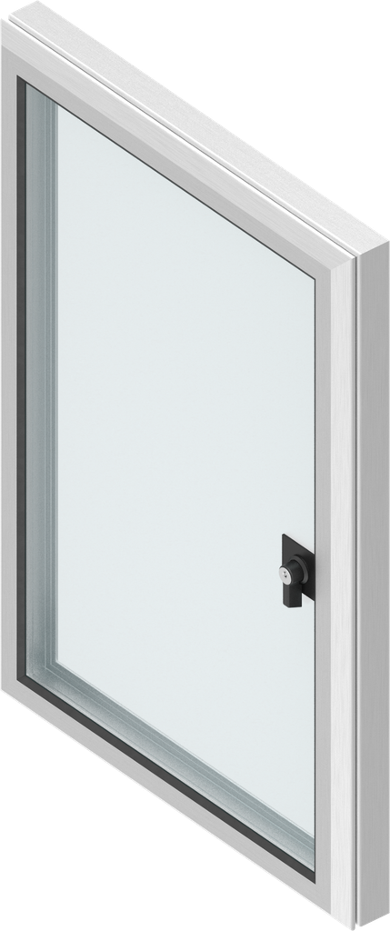 Aluminium window with 30 mm frame with wing knob quarter turn at the ...